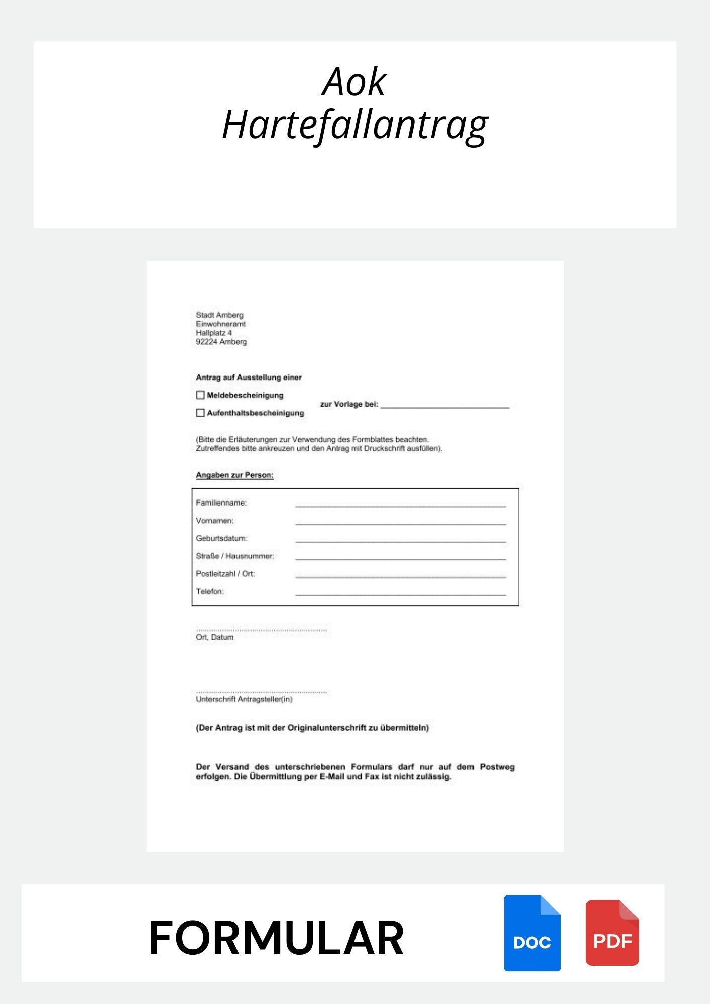 Aok Härtefallantrag Formular PDF