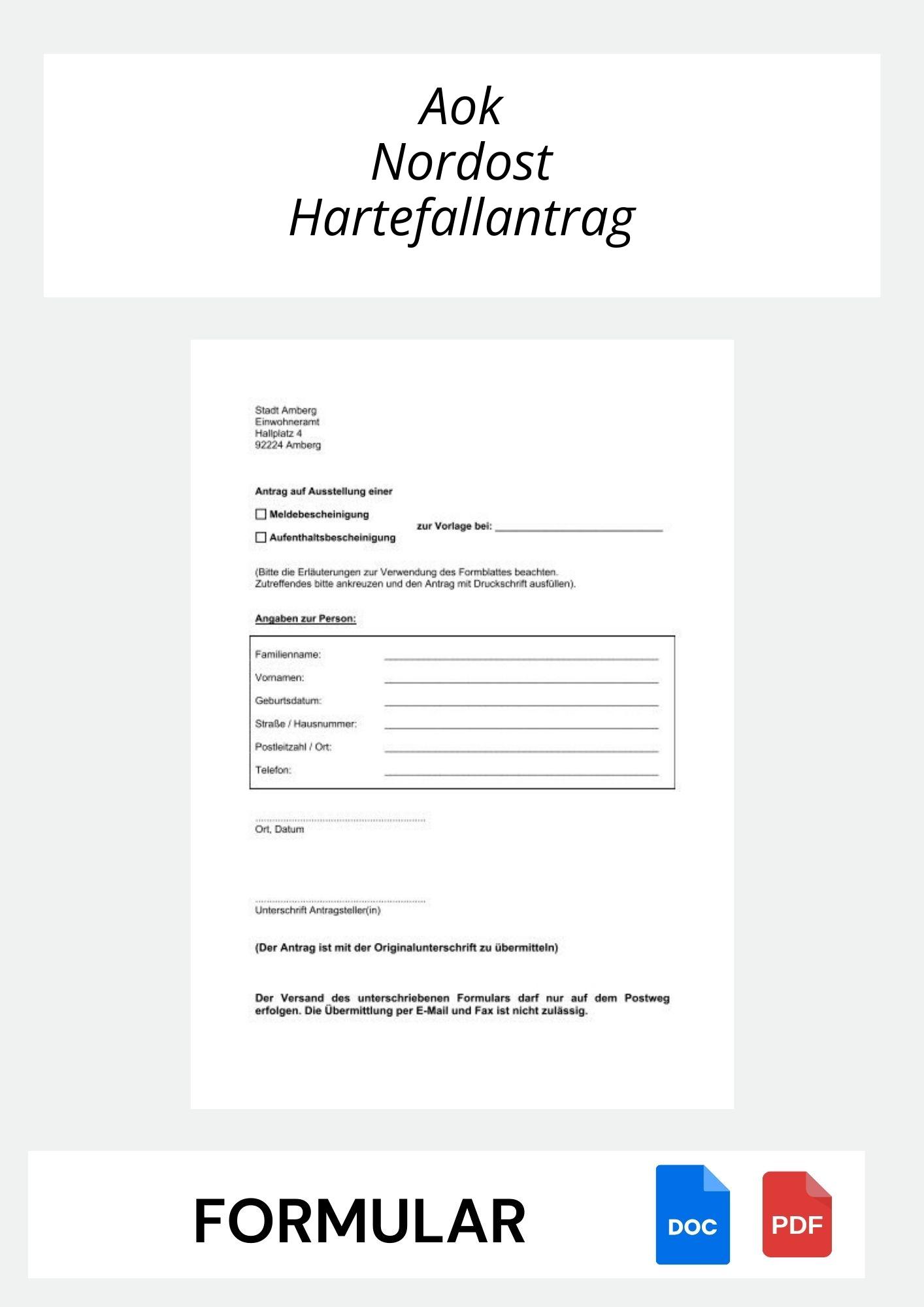 Aok Nordost Härtefallantrag Formular PDF