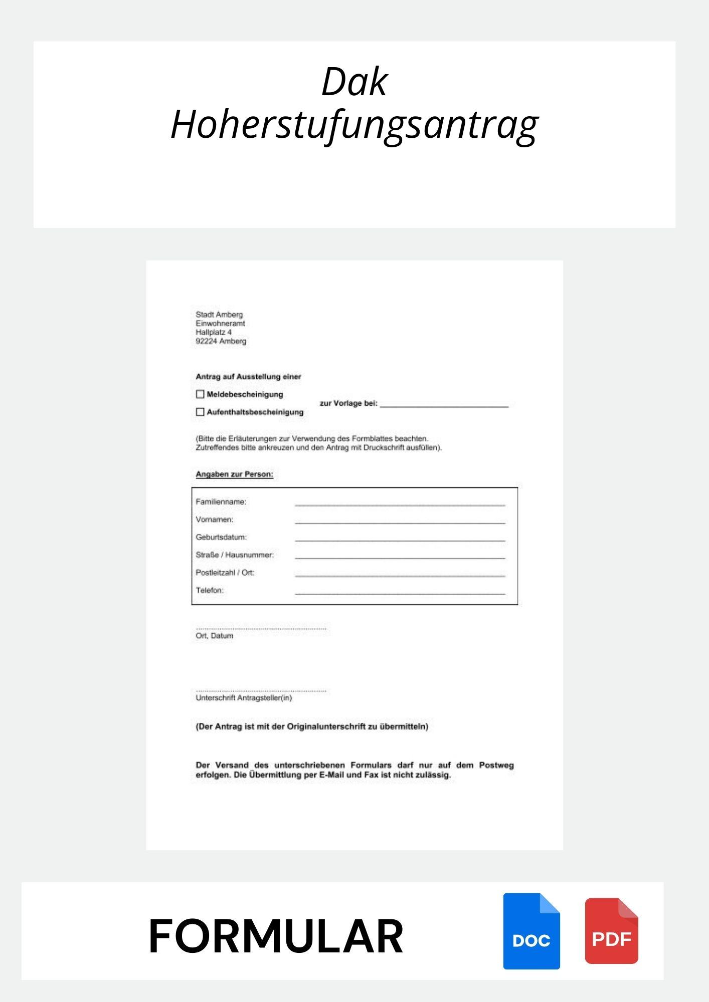 Dak Höherstufungsantrag Formular